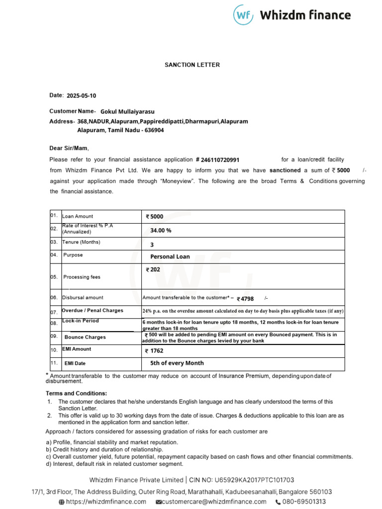Loan Sanction-Letter With Kfs | PDF | Loans | Annual Percentage Rate