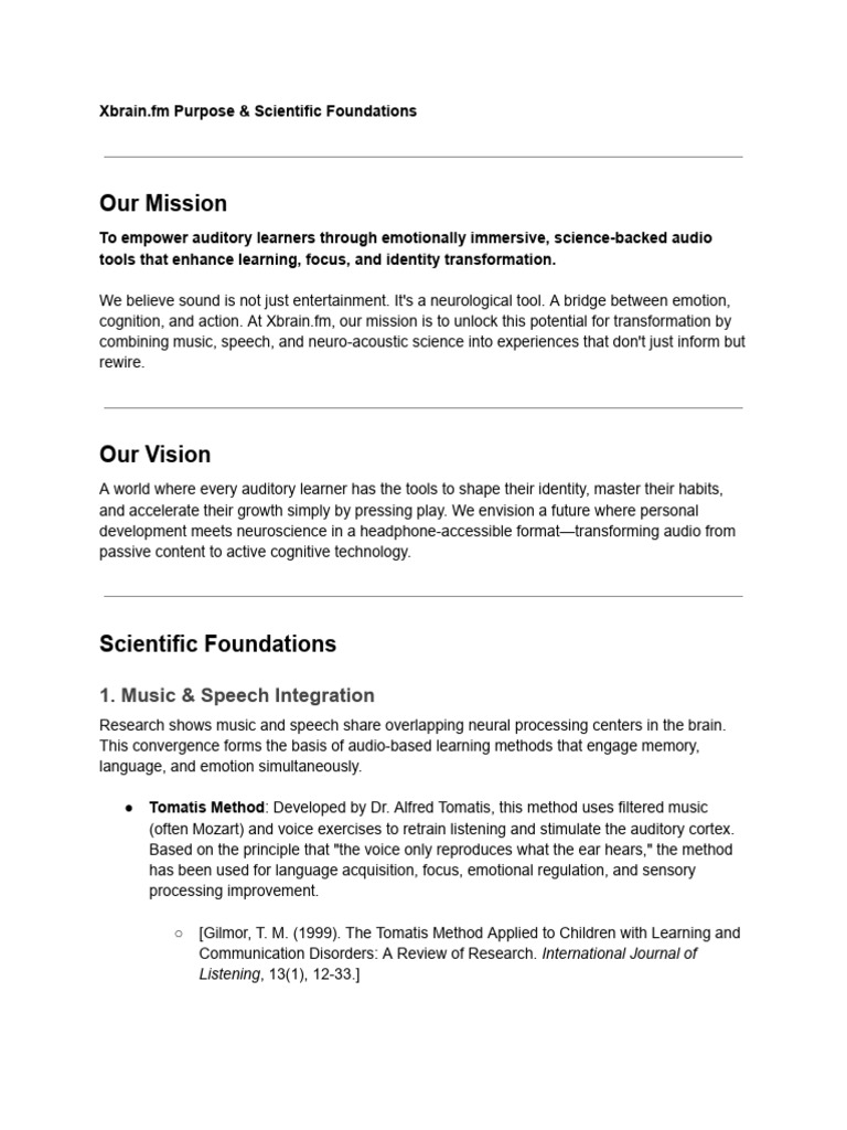 Xbrain - FM Purpose & Scientific Foundations | PDF | Learning | Speech