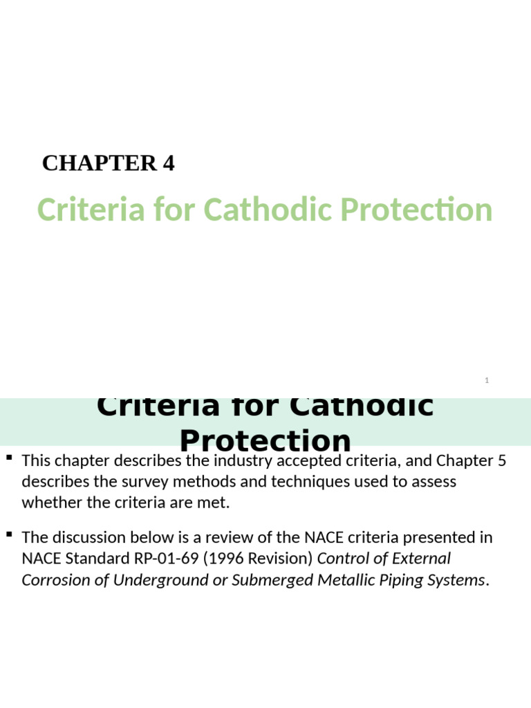 Chapter 4-Criteria For Cathodic Protection | PDF | Corrosion | Anode