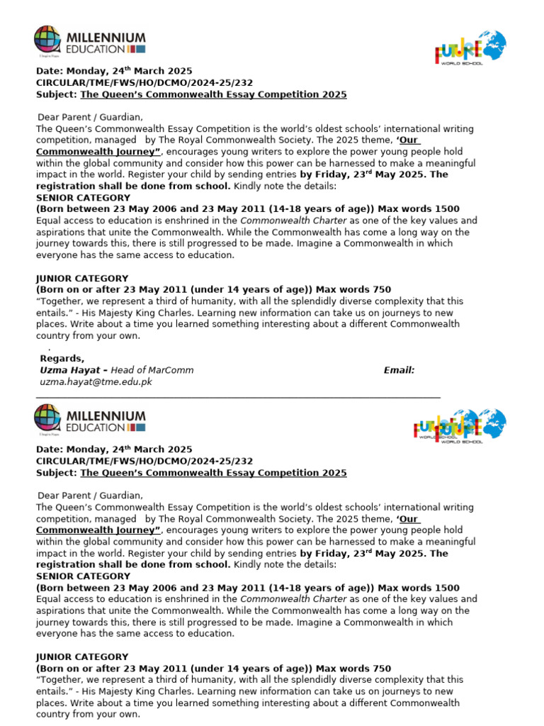 Queen's Commonwealth Essay Competition 2025 | PDF | Social Institutions ...
