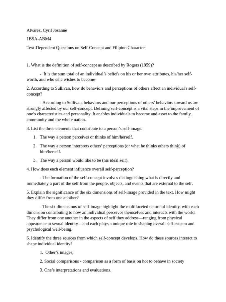 NSTP - Self-Concept and Filipino Character | PDF | Self Concept | Self ...