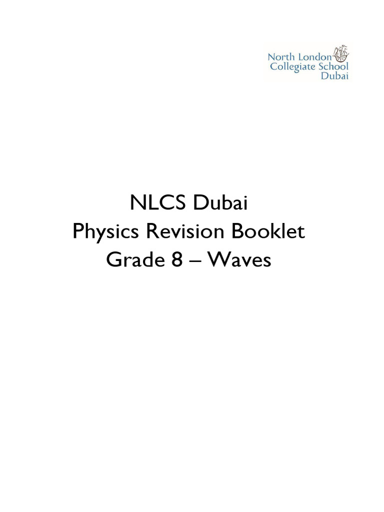 G8 Physics - Waves - Revision Booklet + ANS | PDF | Waves | Electromagnetic Radiation