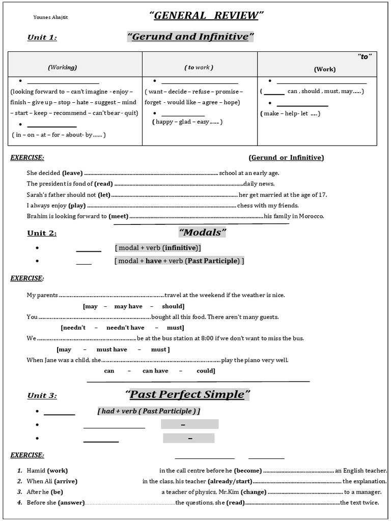 General Review 2bac English | PDF | Verb | Linguistic Typology