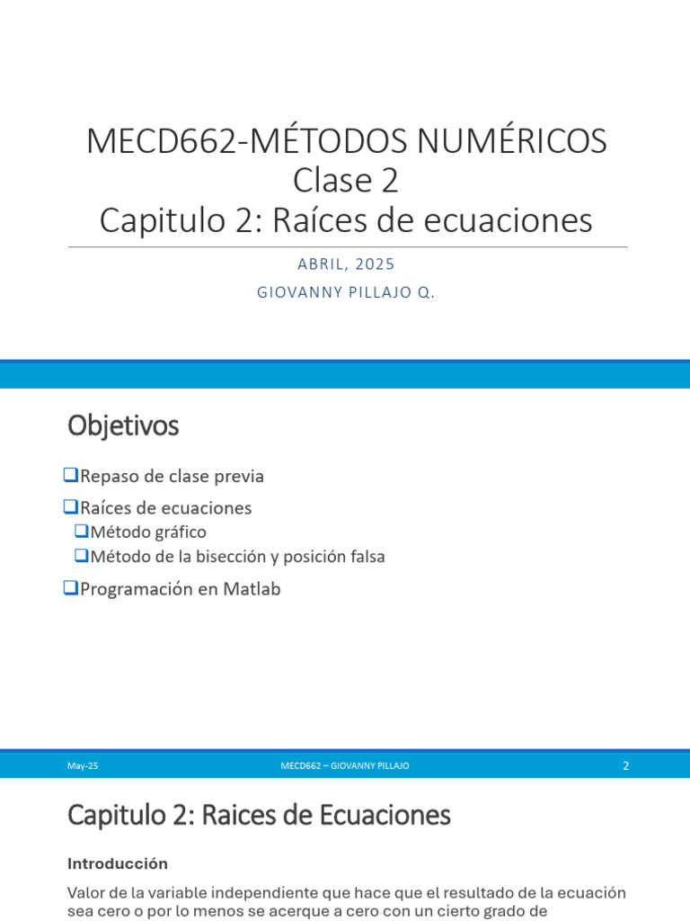 Clase 2 MECD662-Métodos Numéricos | PDF | Ecuaciones | Cero de una función