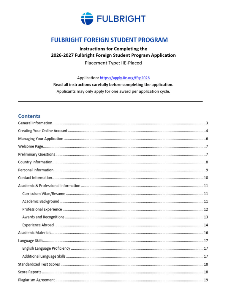 Fulbright Foreign Student Program Guide | PDF | Academic Degree | Password