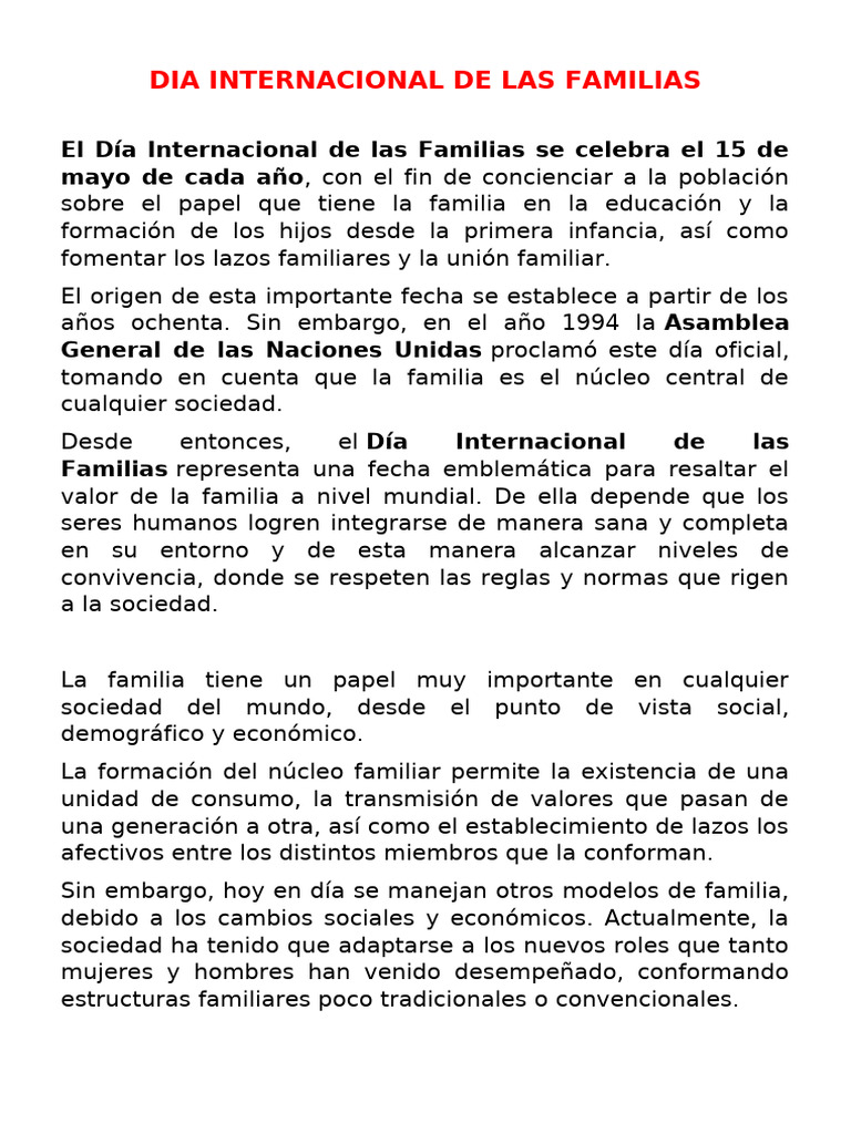 Día Internacional de las Familias 2023 | PDF