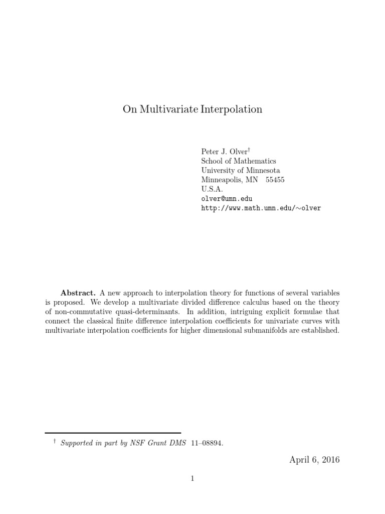 On Multivariate Interpolation: Abstract | PDF | Determinant | Matrix ...