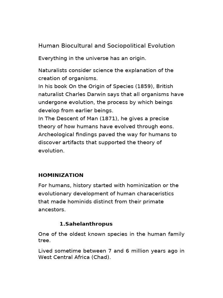 Human Evolution and Sociopolitical Development | PDF | Homo