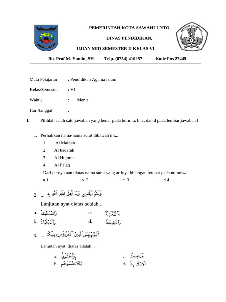 Soal Semester II Kelas VI Paket B | PDF