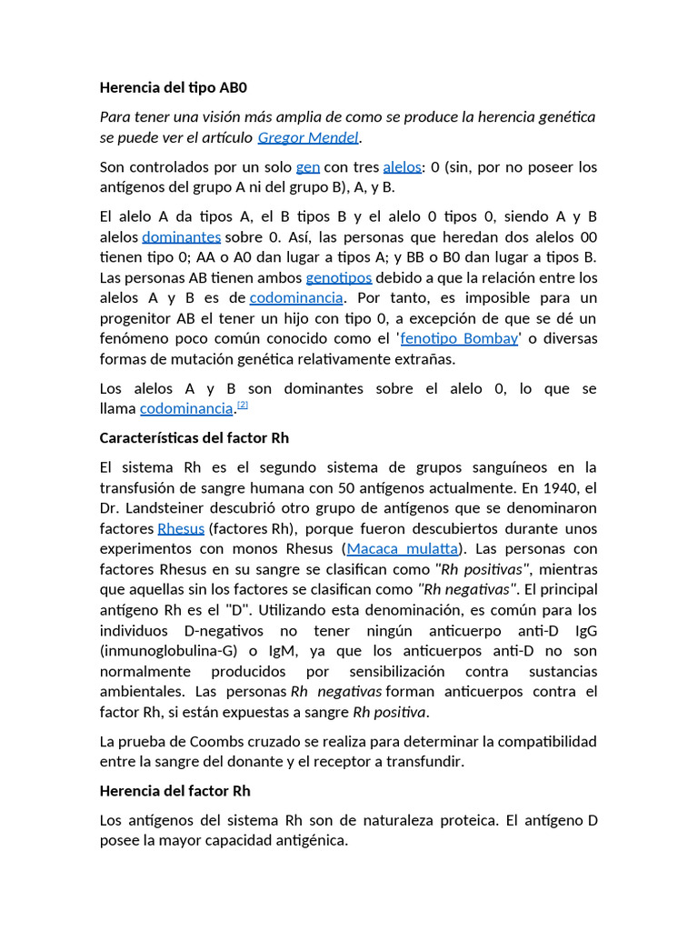 Herencia de grupos sanguíneos ABO y Rh | PDF | Tipo de sangre | Genética