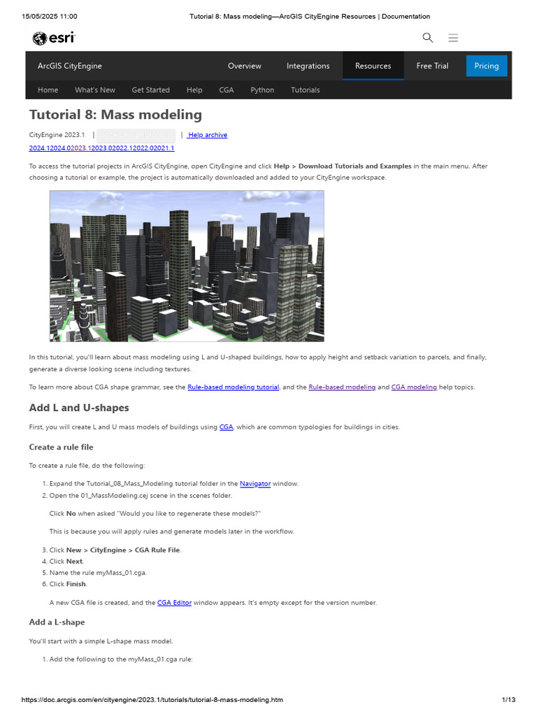 Mass Modeling in CityEngine Tutorial | PDF | Computing | Computer ...