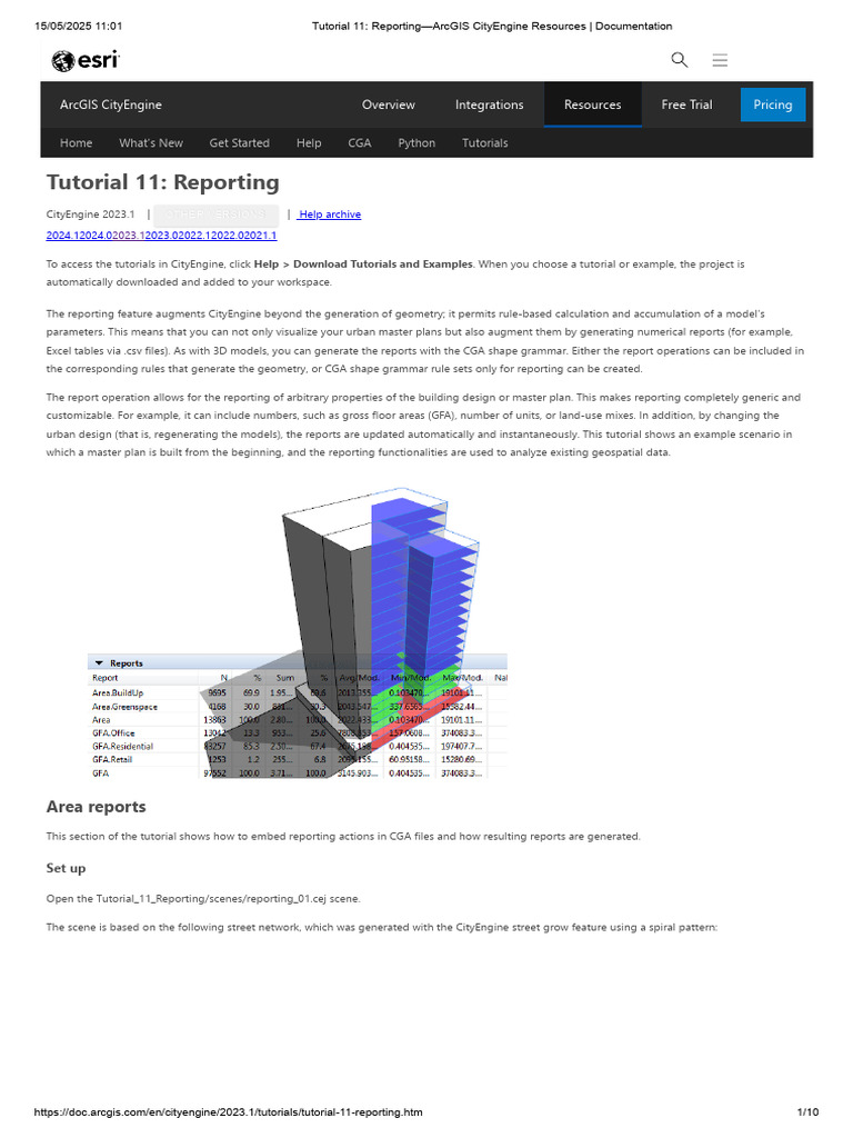 Tutorial 11 - Reporting-ArcGIS CityEngine Resources - Documentation | PDF | Computing