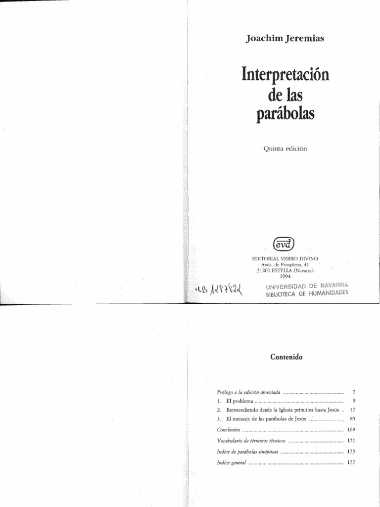 Jeremias Interpretación de Las Parabolas | PDF | Jesús | Parábolas de Jesús