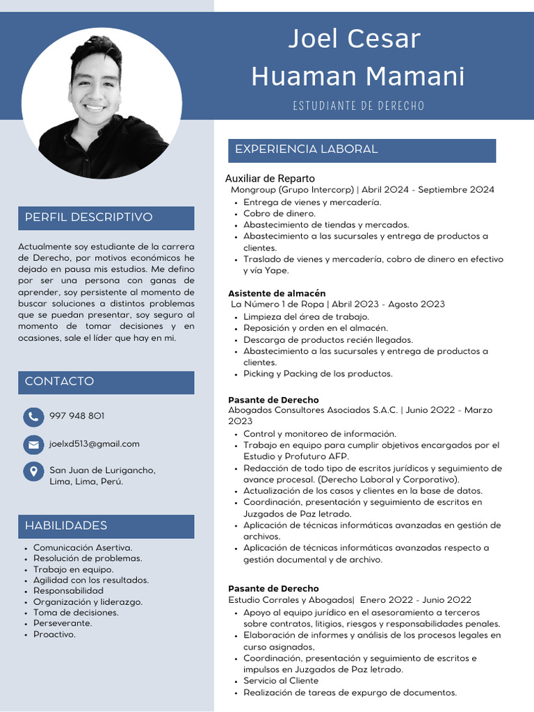 CV Joel César Hua Man Maman I | PDF