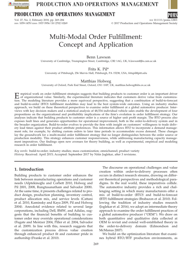 Lawson Et Al 2018 Multi Modal Order Fulfillment Concept and Application ...