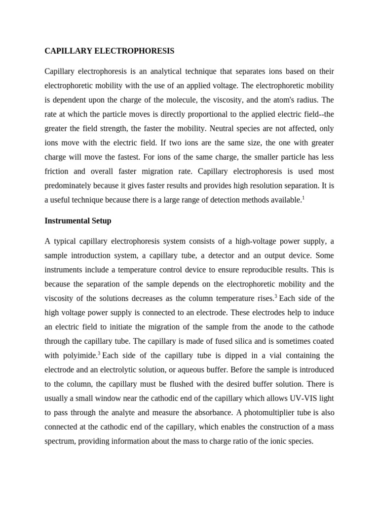 Capillary Electrophoresis | PDF | Capillary Electrophoresis ...