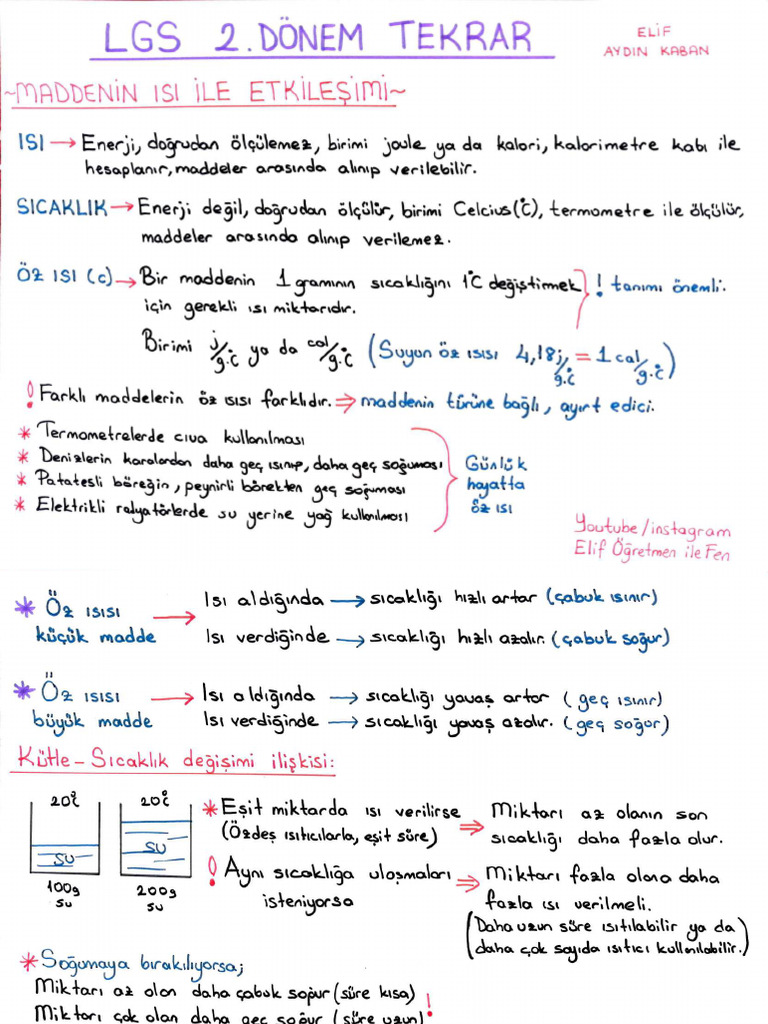 8.sinif Fen Bilimleri 2. Donem Ders Notlari | PDF