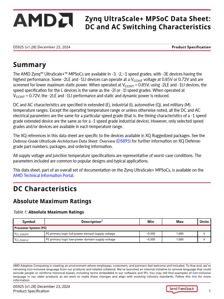 Ds925 Zynq Ultrascale Plus | PDF | Direct Current | Resistor