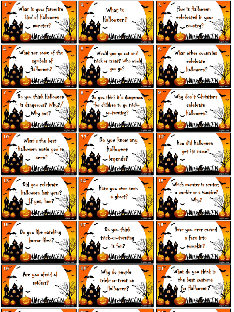 Halloween - Conversation Cards | PDF | Halloween | Trick Or Treating