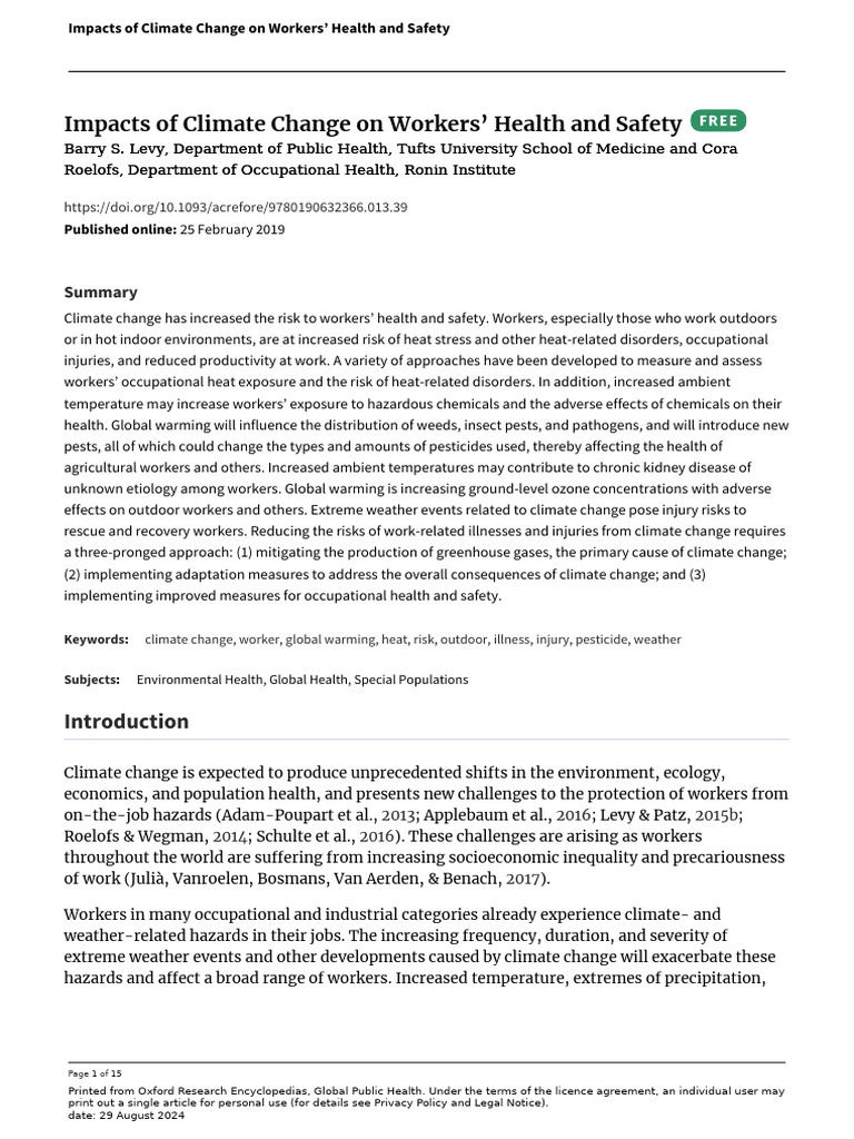 Impact of Climate Change | PDF | Occupational Safety And Health | Hazards