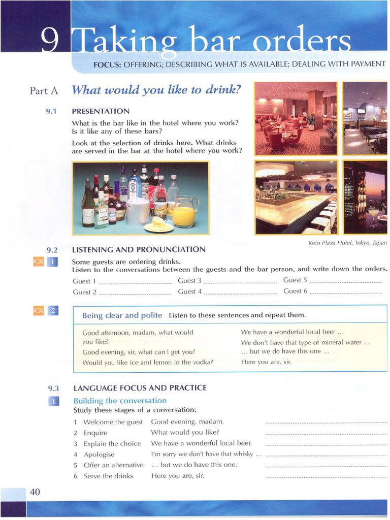 Taking Bar Orders | PDF