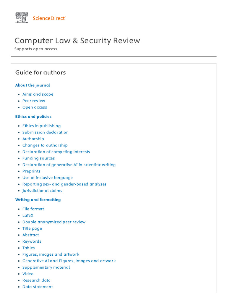 Guide for authors - Computer Law & Security Review - ISSN 2212-473X _ ScienceDirect.com by ...
