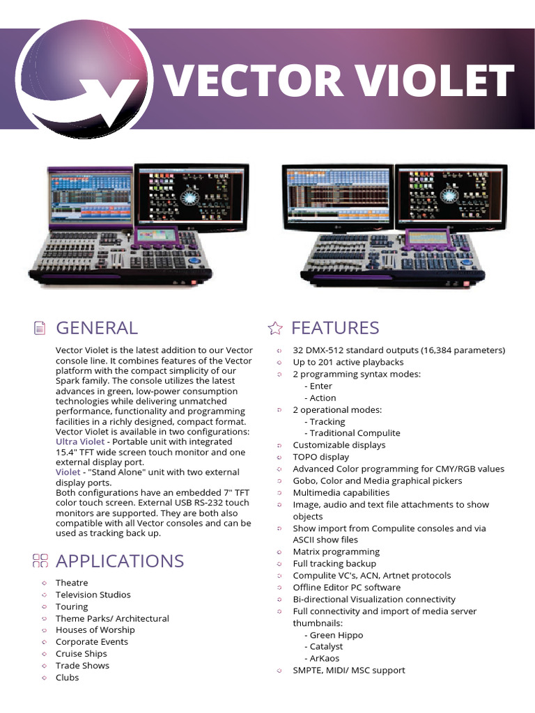 Vector Violet Data Sheet | PDF | Computer Terminal | Computer Monitor