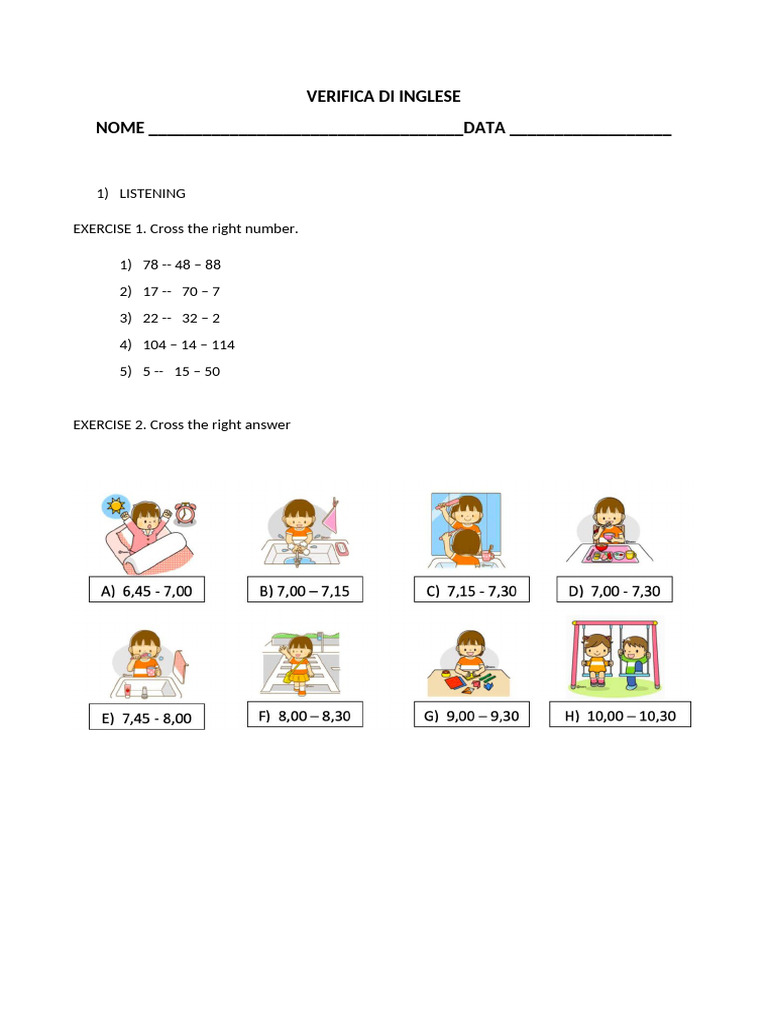 Verifica Di Inglese | PDF