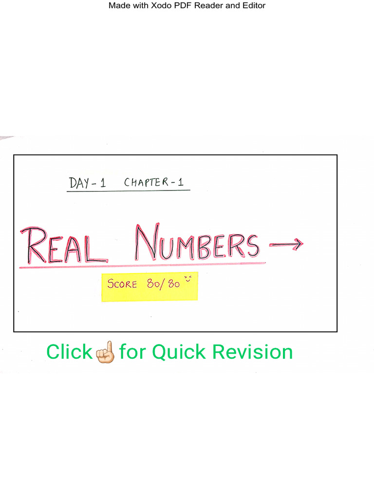 Real Numbers - Rivision & PYQ Series | PDF