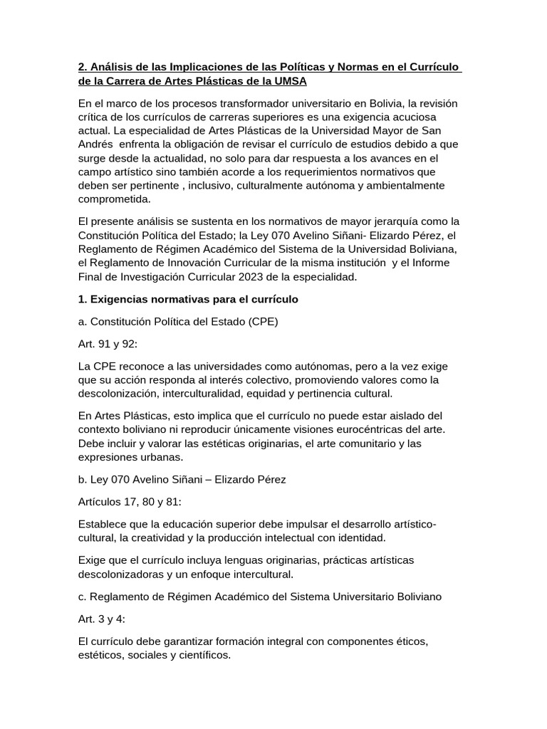 PDF | Plan de estudios | Bolivia