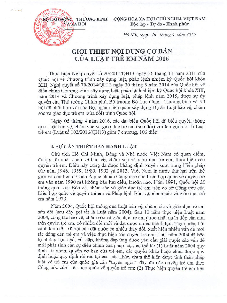 Gioi Thieu Luat Tre em | PDF