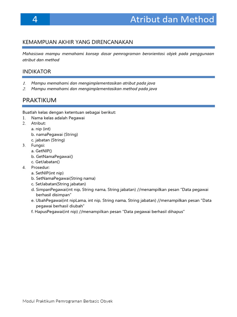Atribut dan Method dalam OOP Java | PDF