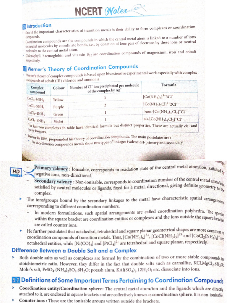 coordination compound notes | PDF