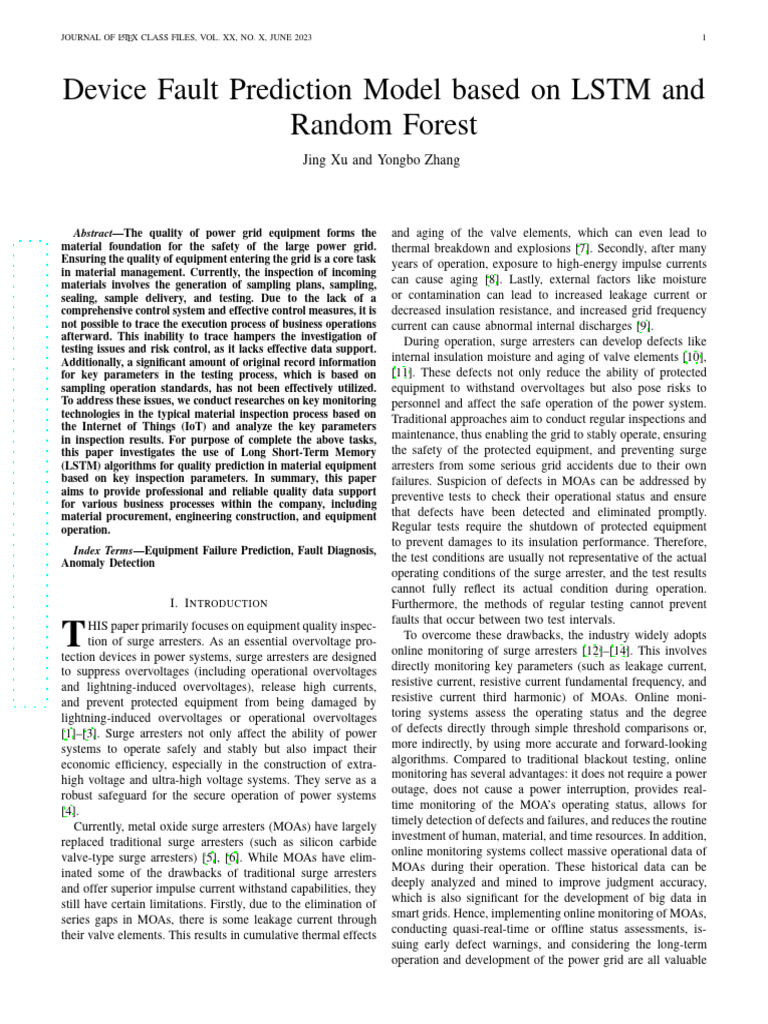 Device Fault Prediction Model Based On LSTM and Random Forest | PDF ...