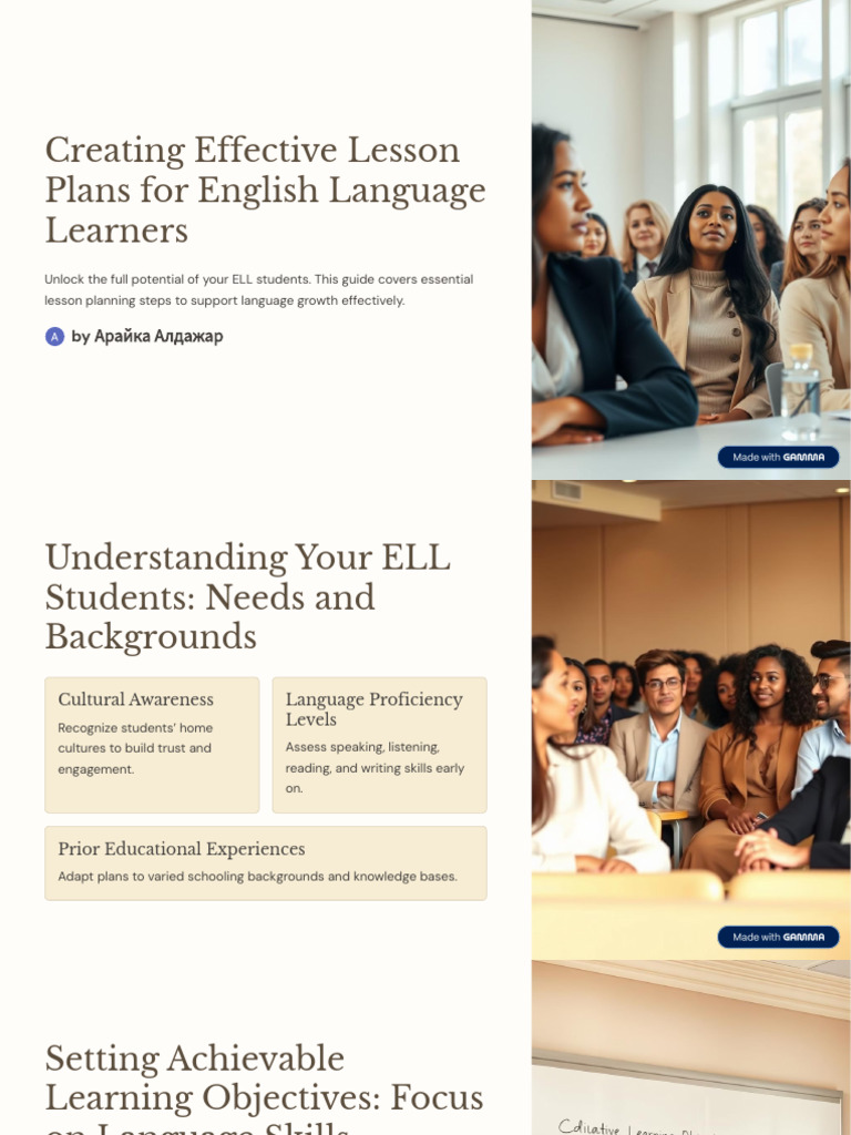 Creating Effective Lesson Plans for English Language Learners | PDF ...