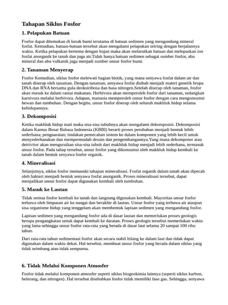 Tahapan Siklus Fosfor Bio | PDF