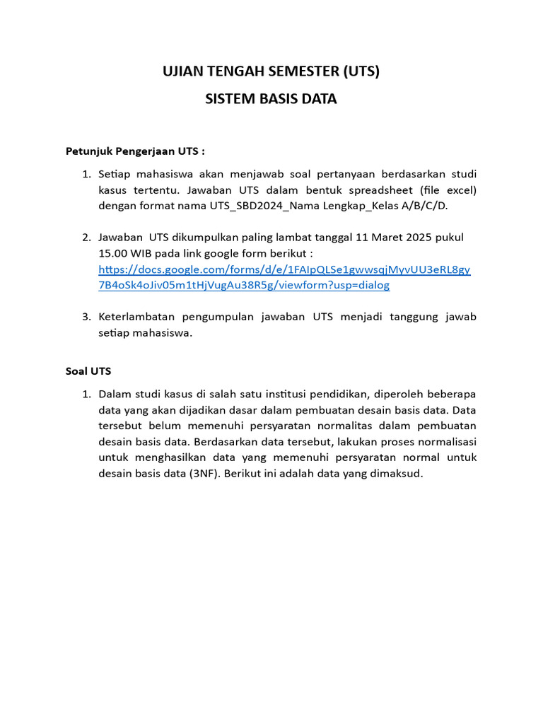 UTS Sistem Basis Data 2024 | PDF