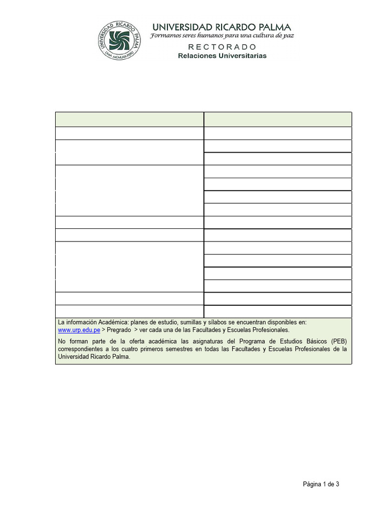 Informacion Academica de La Urp | PDF | Medicina