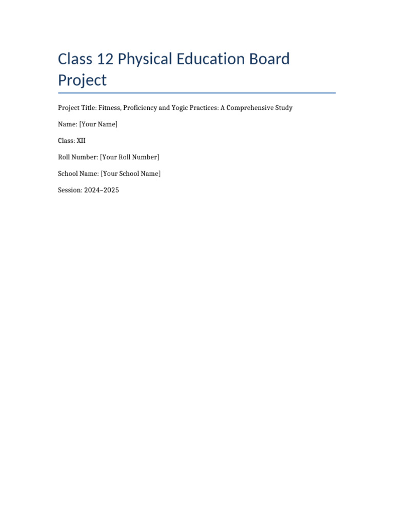 CBSE Class12 Physical Education Project | PDF | Physical Education ...