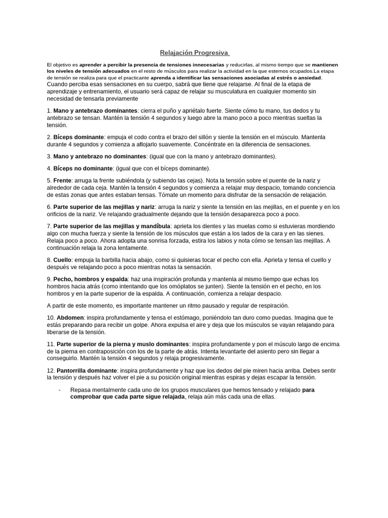 Relajación Progresiva | PDF