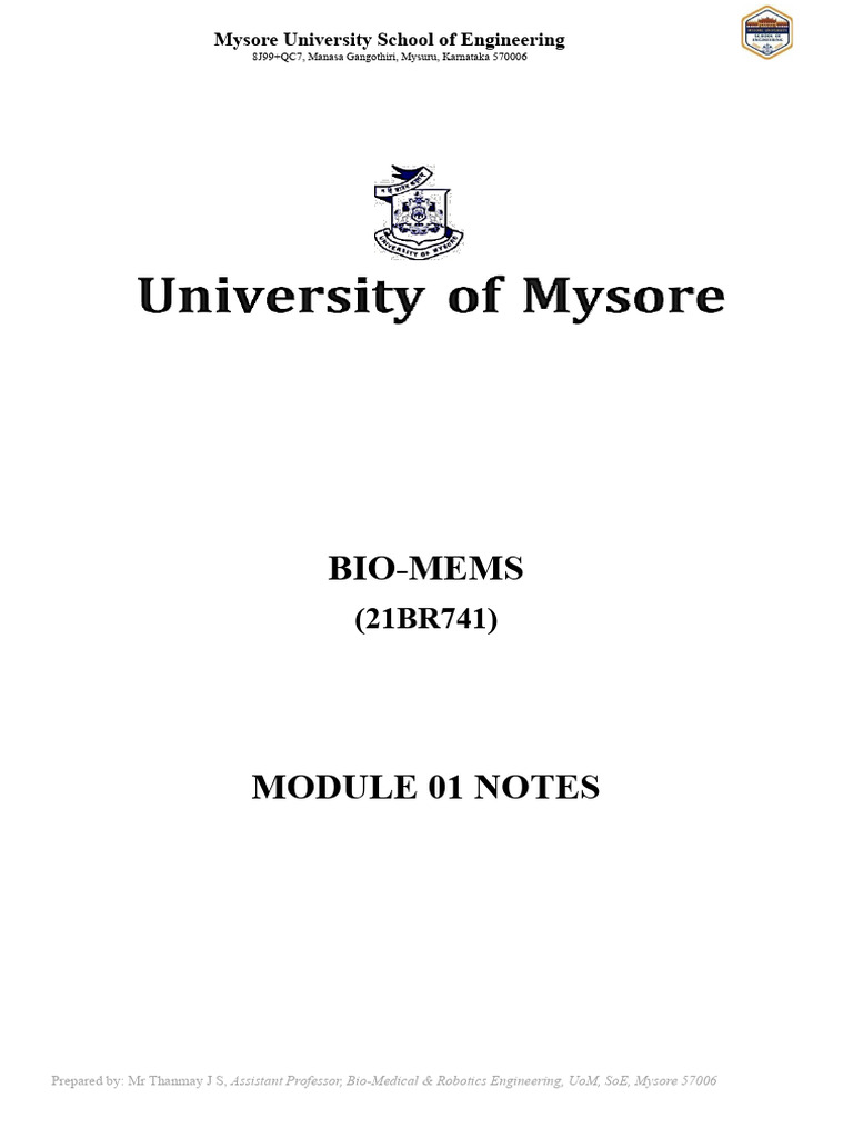Bio Mems 21br741 Module 01 Notes | PDF | Biosensor | Sensor