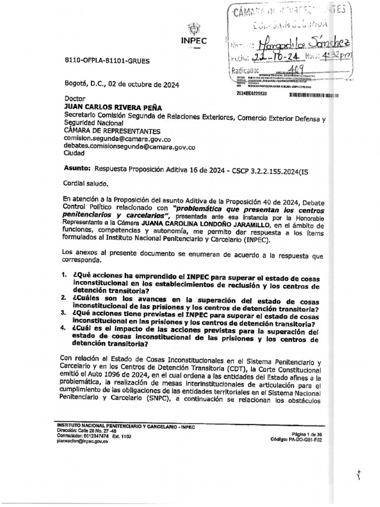 Respuesta Inpec | PDF