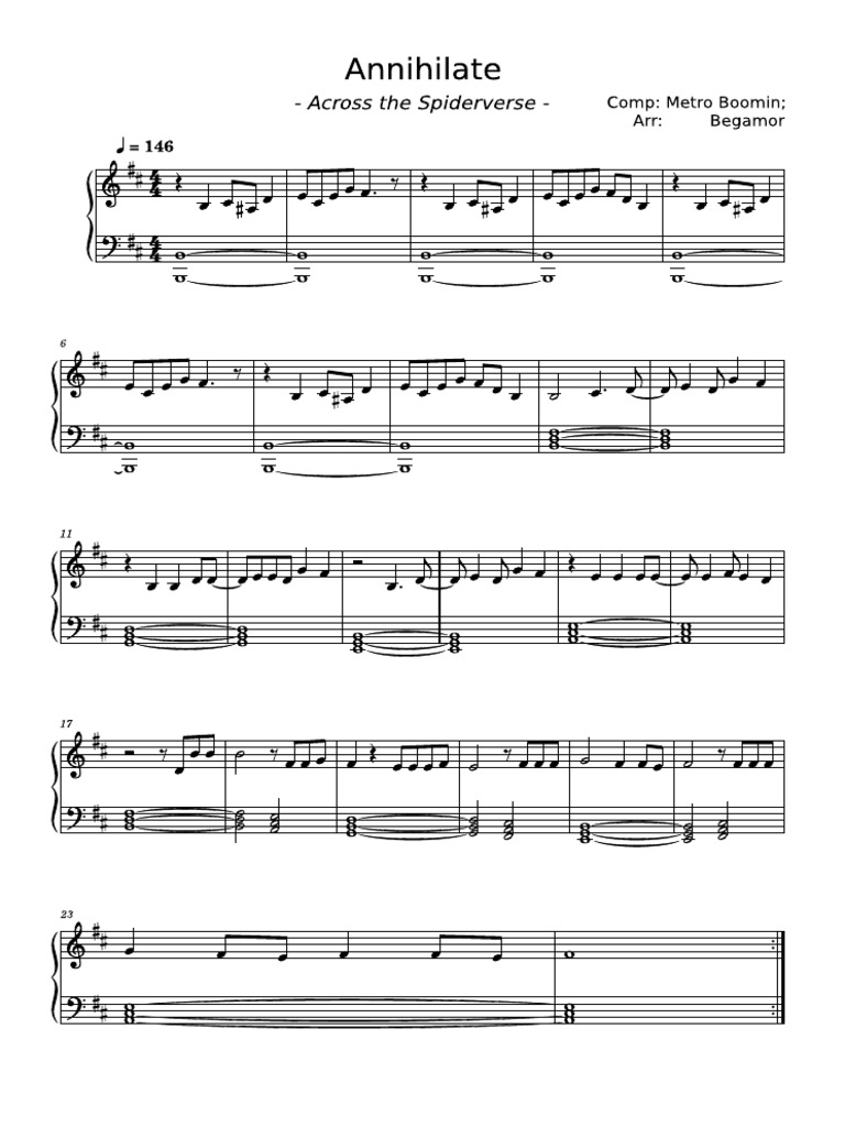 Annihilate - Metro Boomin (From Spider-Man Across The Spiderverse) | PDF