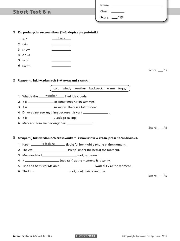 Junior Explorer 4 Unit 8 | PDF