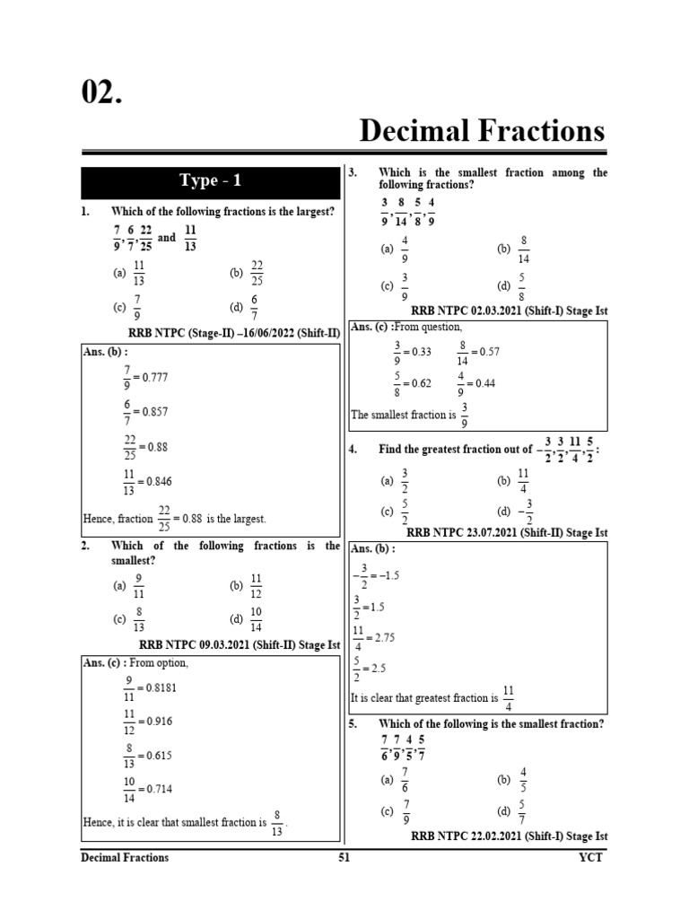3.decimal Fraction | PDF | Mathematical Objects | Mathematical Notation