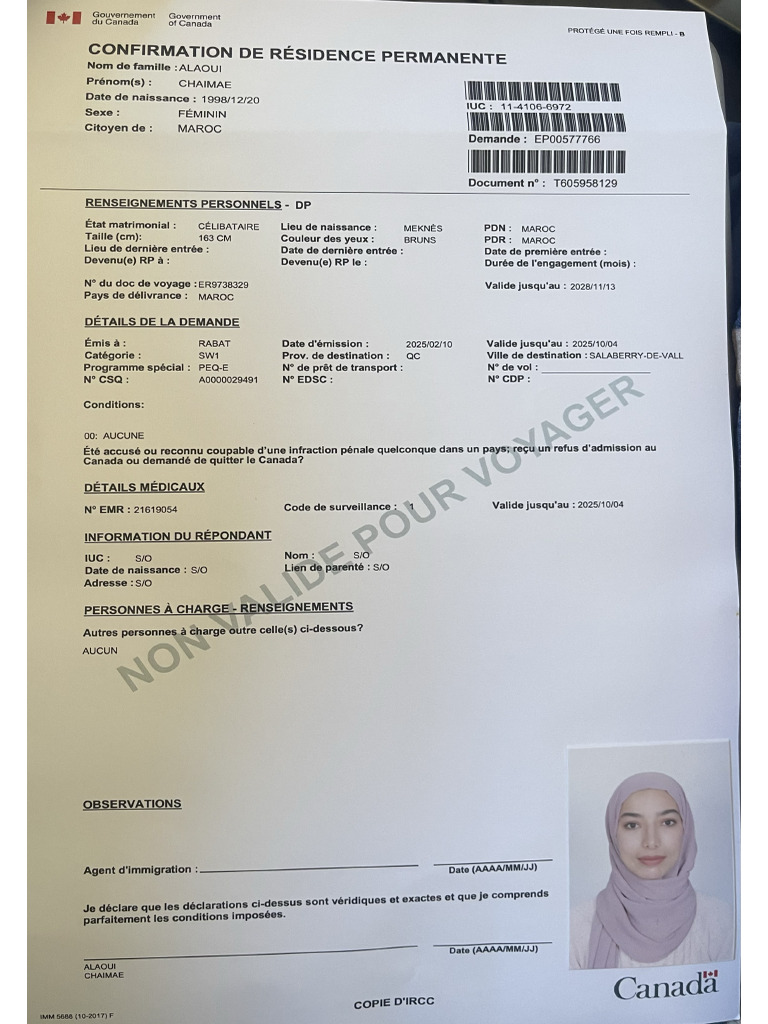 Confirmation Residence Permanente | PDF