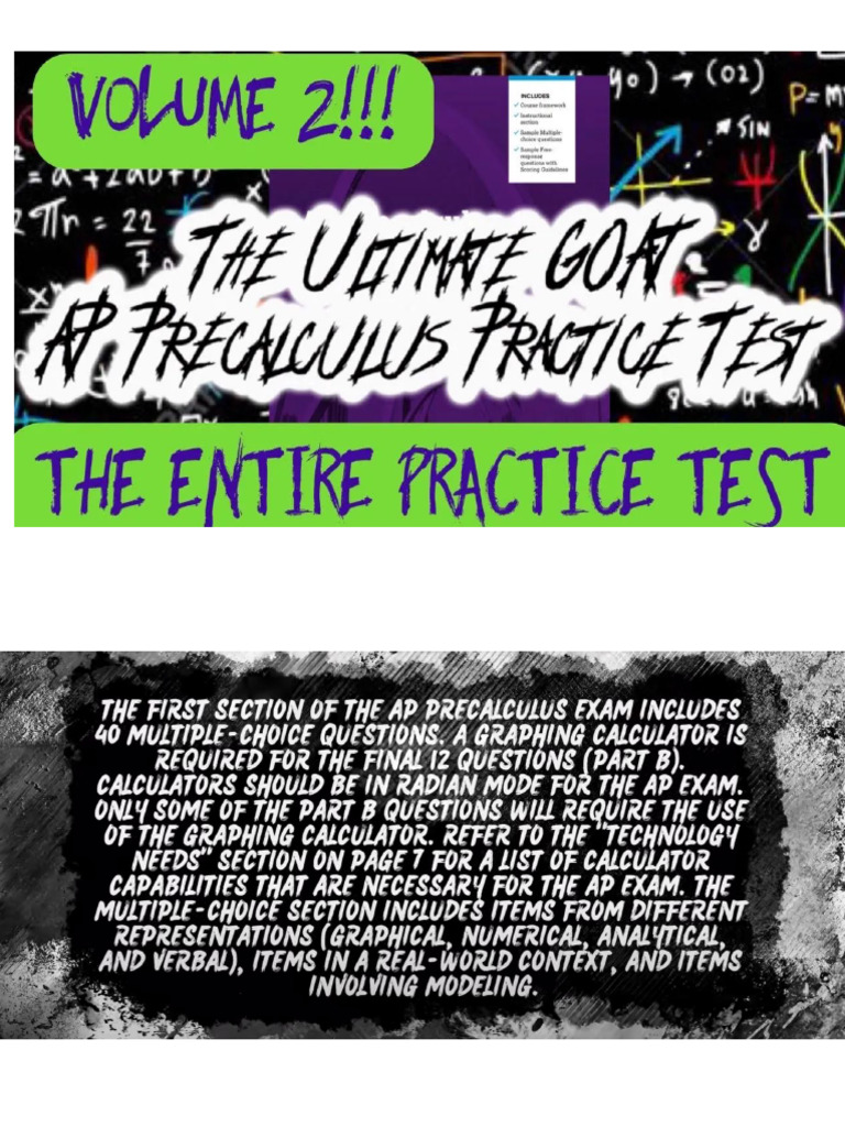 Math Teacher GOAT Ultimate AP Precalculus Practice Test Volume 2 | PDF