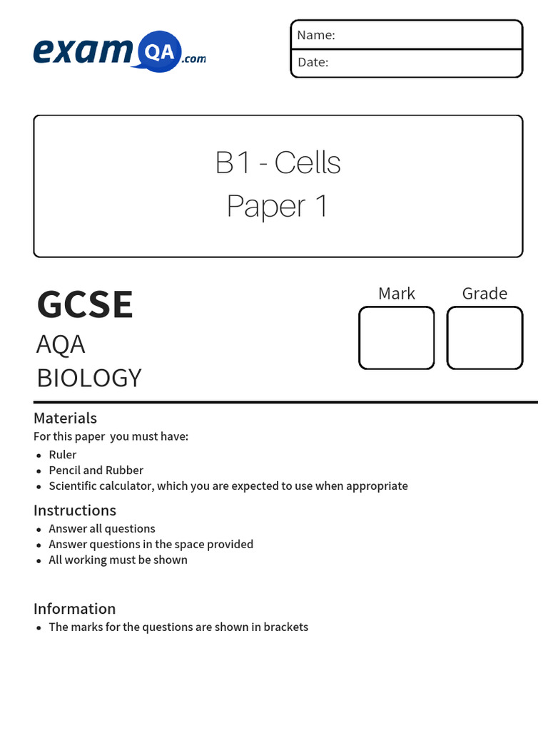 GCSE Biology Paper 1: Cell Structures | PDF | Cell (Biology) | Anatomy