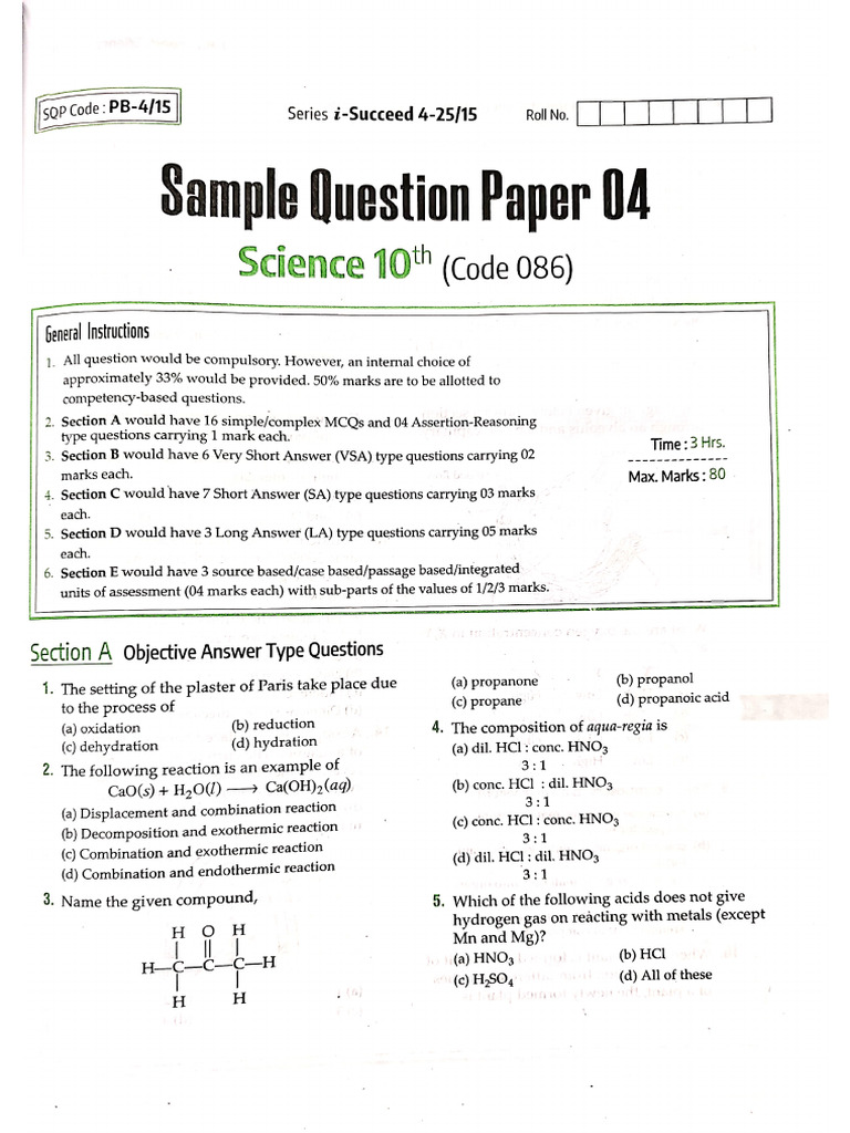 Class10 Science Paper04 | PDF