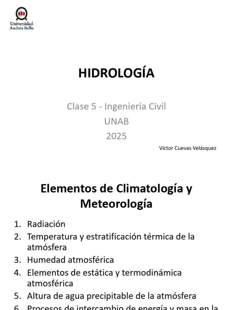5clase5 - Humedad - Termodin Atm - Estabilidad Atm - Altura Agua Precip | PDF | Humedad ...